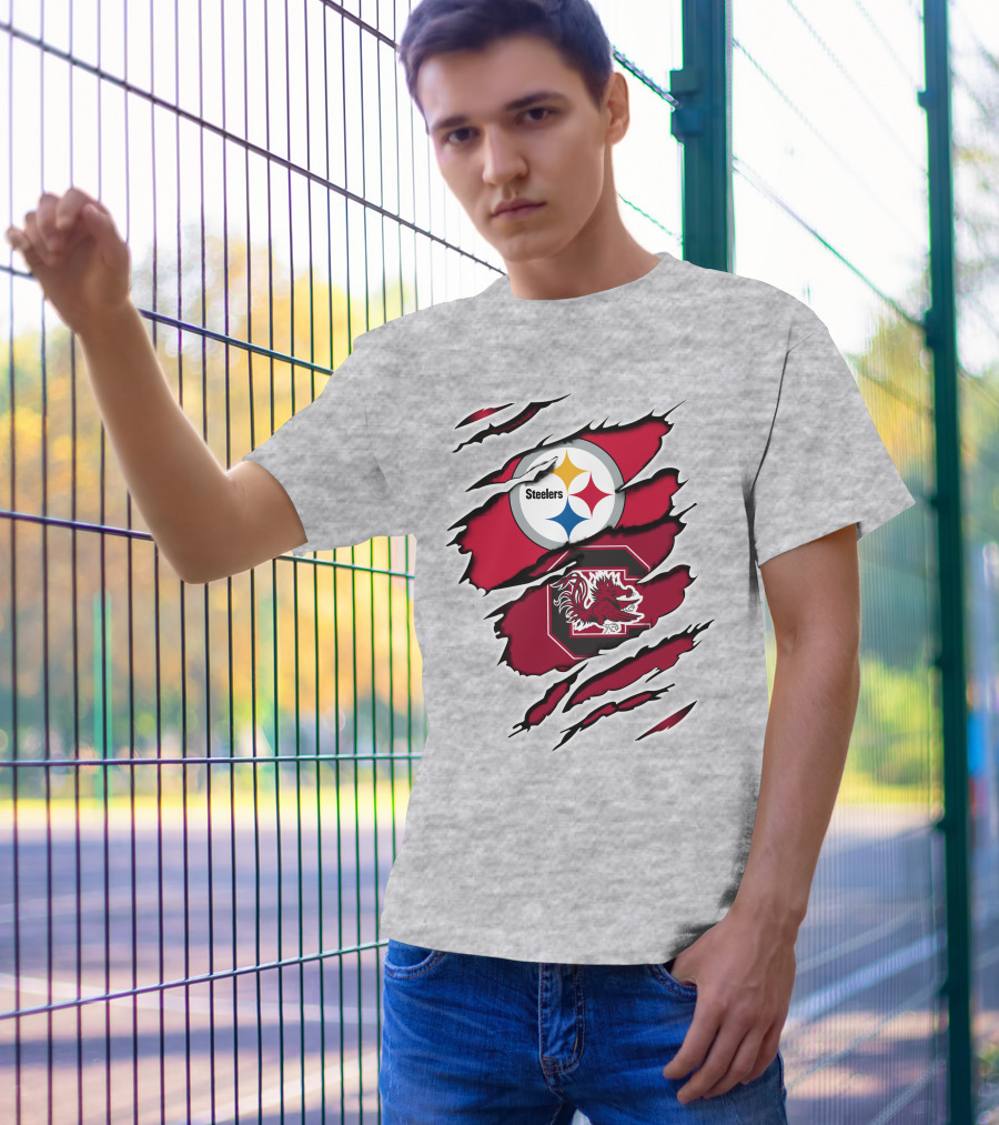 Steelers Gamecocks Ripped T-Shirt