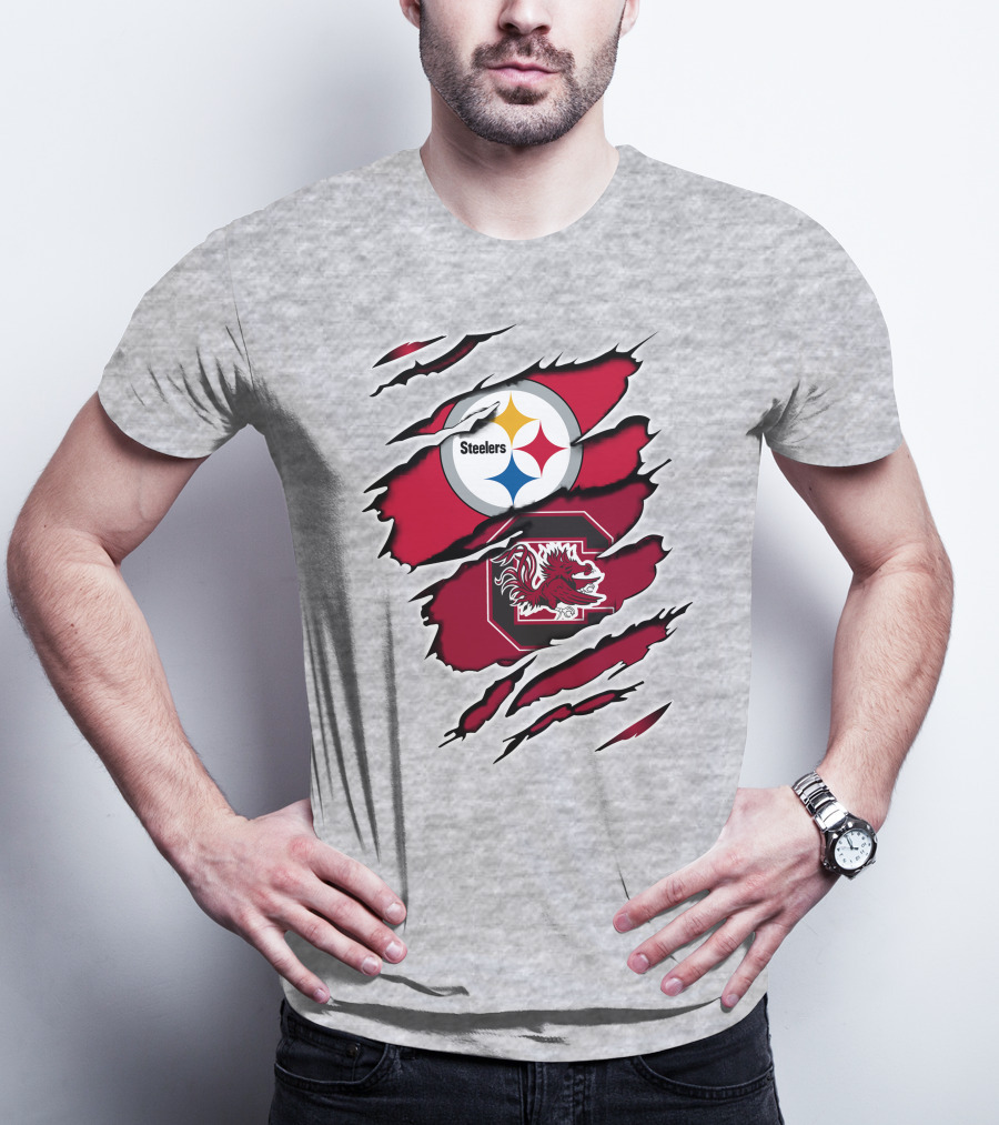 Steelers Gamecocks Ripped T-Shirt