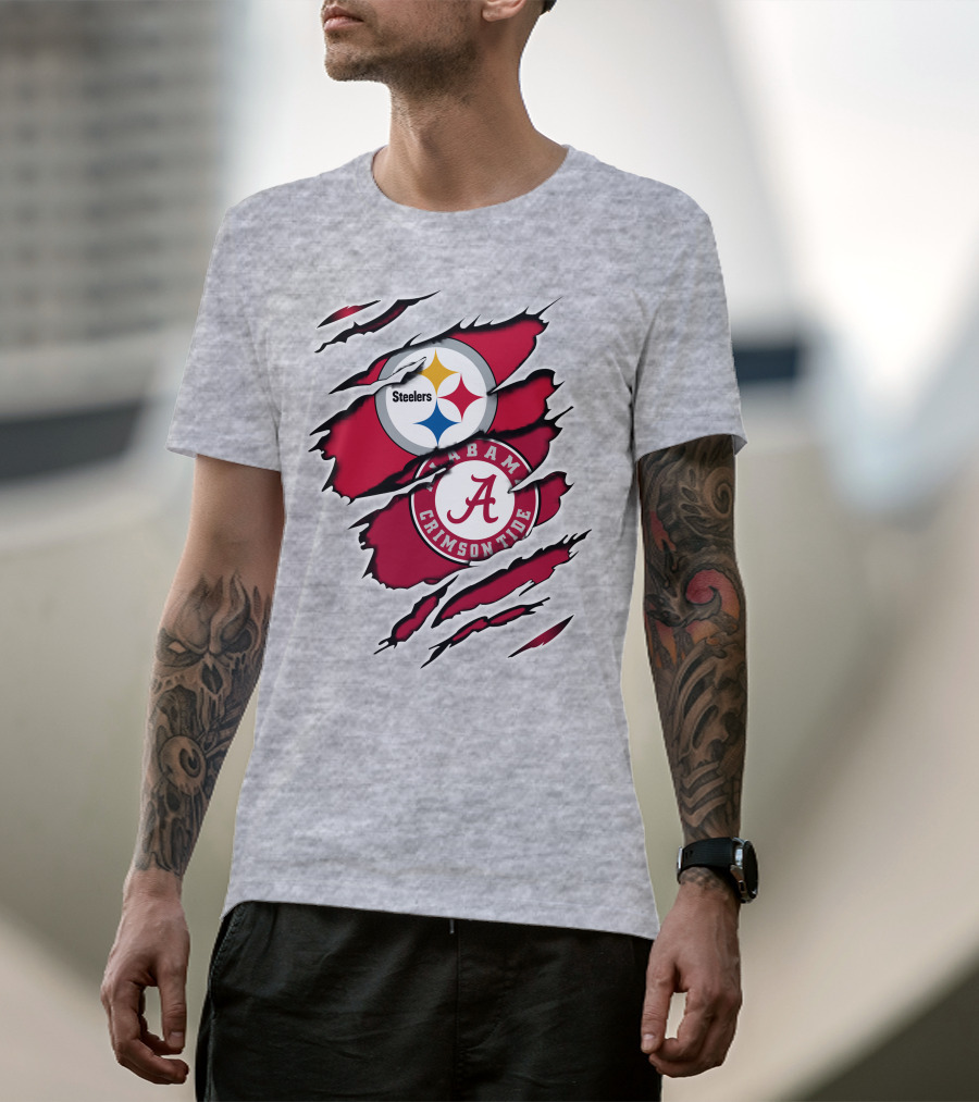 Steelers Alabama Crimson Tide Fan Logo Collaboration T-Shirt
