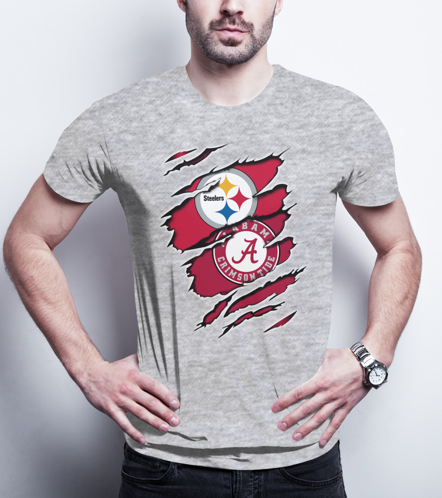 Steelers Alabama Crimson Tide Fan Logo Collaboration T-Shirt