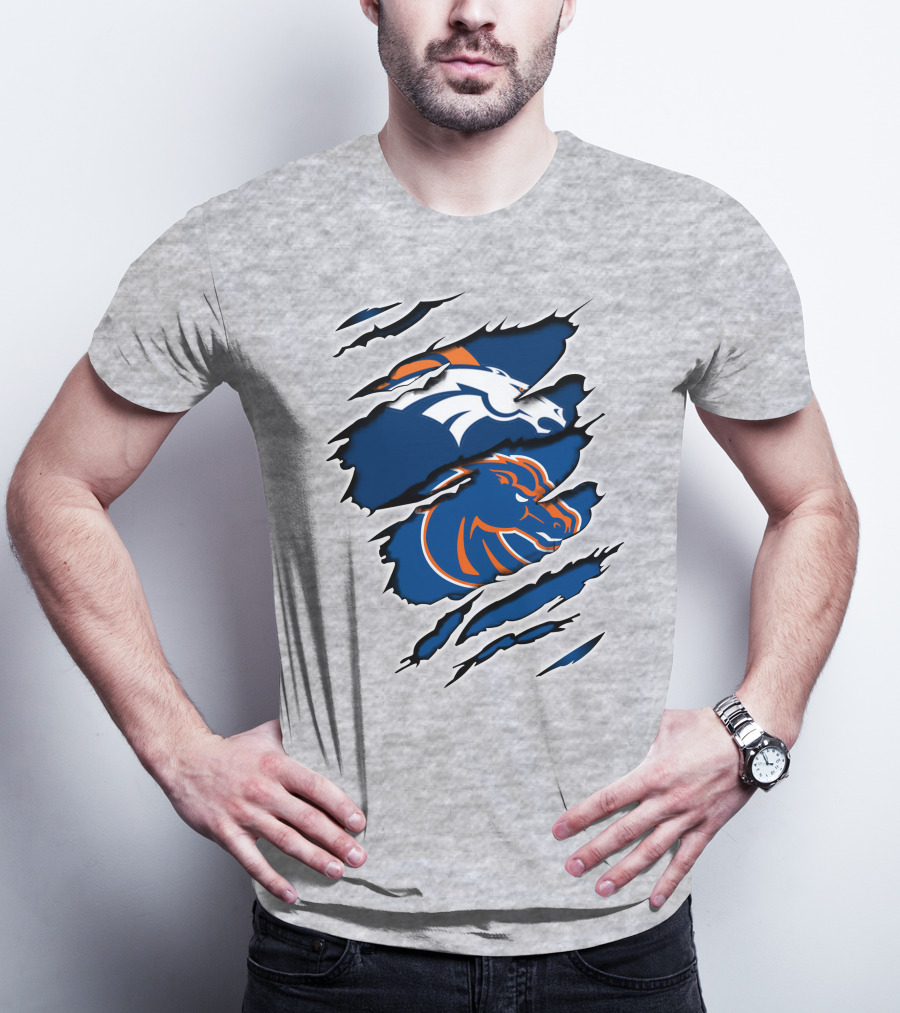 Broncos Boise Blue And Orange Horse T-Shirt