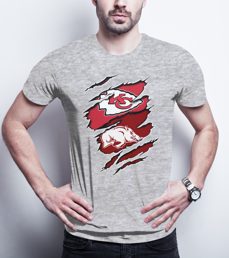 Kansas City Chiefs Arkansas Razorbacks Logo Claw Marks T-Shirt