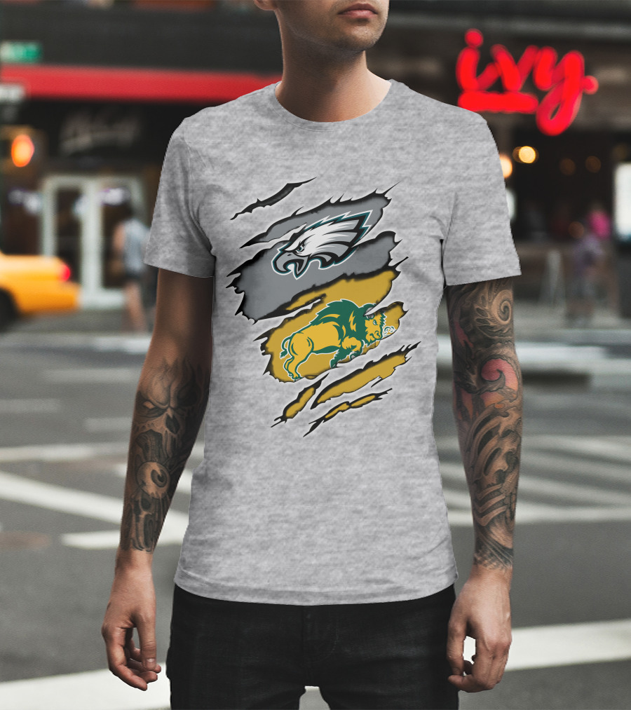 Eagles Dakota Bison Football Fusion Ripped Claw T-Shirt