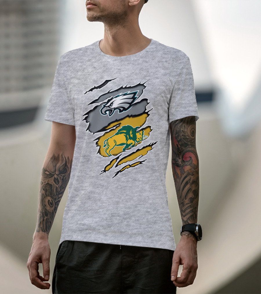 Eagles Dakota Bison Football Fusion Ripped Claw T-Shirt