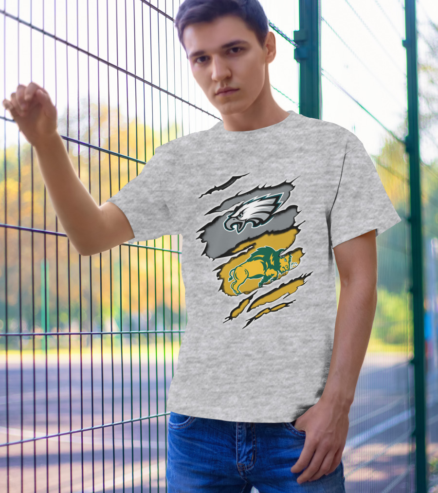 Eagles Dakota Bison Football Fusion Ripped Claw T-Shirt