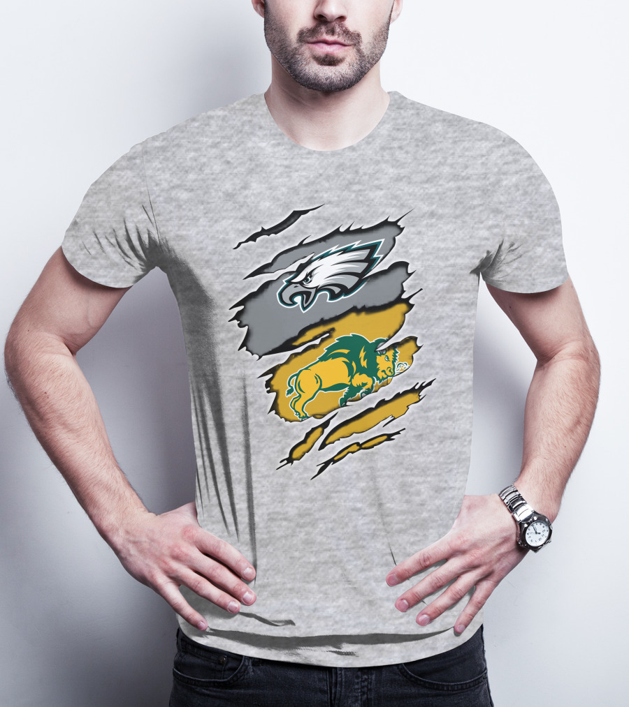 Eagles Dakota Bison Football Fusion Ripped Claw T-Shirt