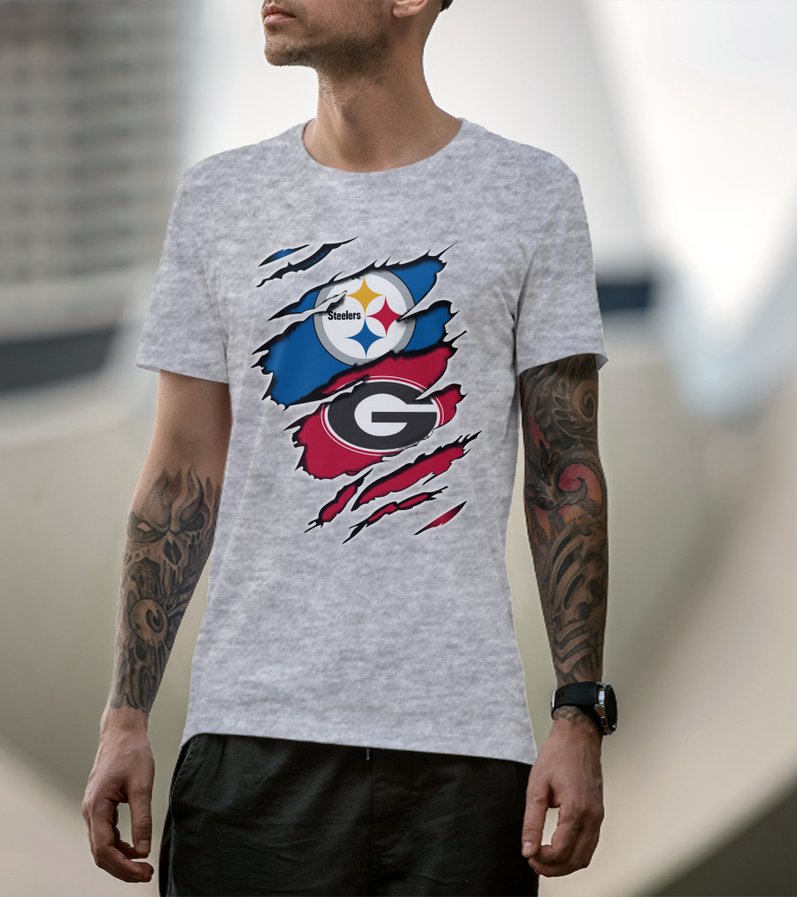 Steelers Georgia Bulldogs Fan Crossover T-Shirt