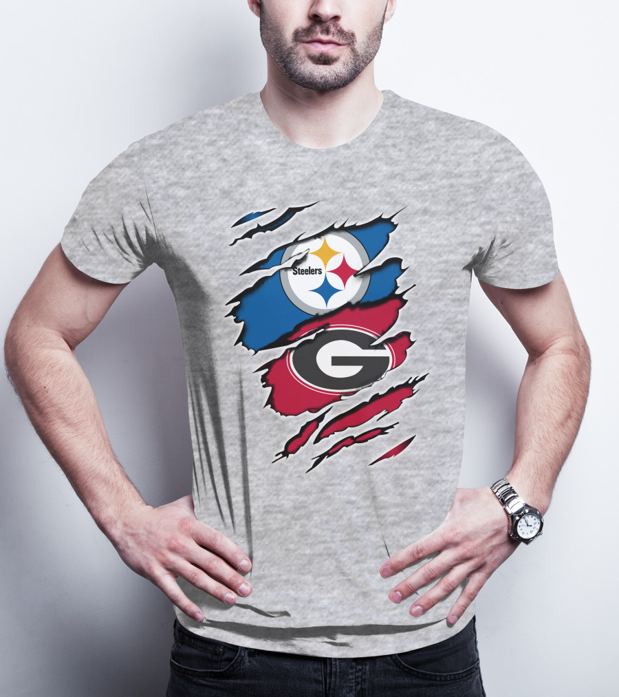 Steelers Georgia Bulldogs Fan Crossover T-Shirt
