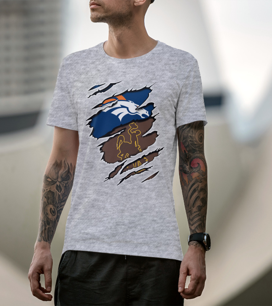 Denver Broncos Wyoming Cowboy Logo Fusion T-Shirt