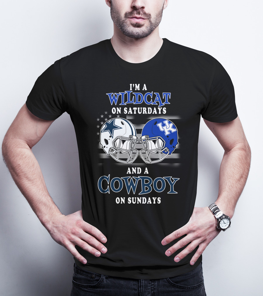 I'm A Wildcat On Saturdays And A Cowboy On Sundays Helmet Football T-Shirt