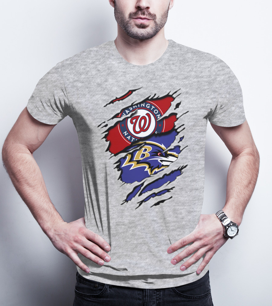 Washington Nationals Baltimore Ravens Logos T-Shirt