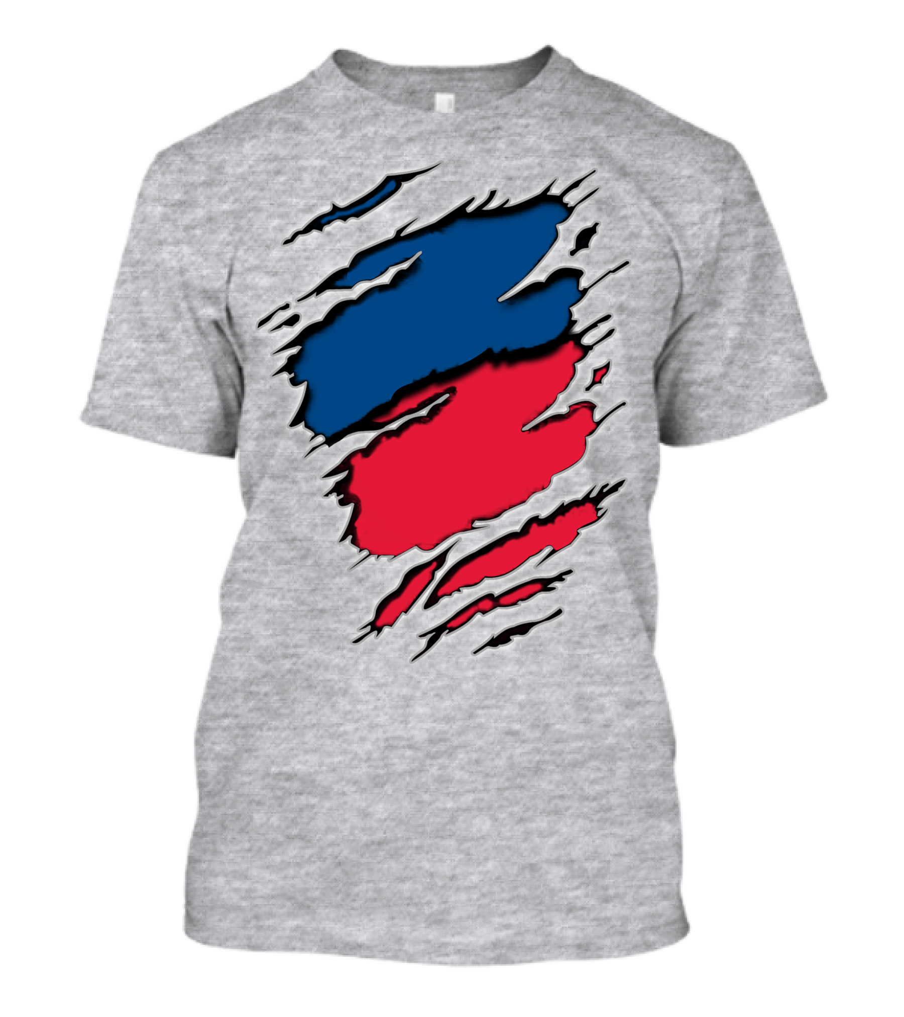 Chi Ro Red And Blue Torn T-Shirt
