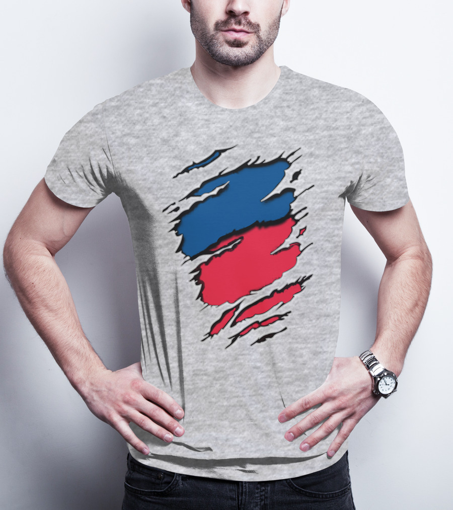 Chi Ro Red And Blue Torn T-Shirt