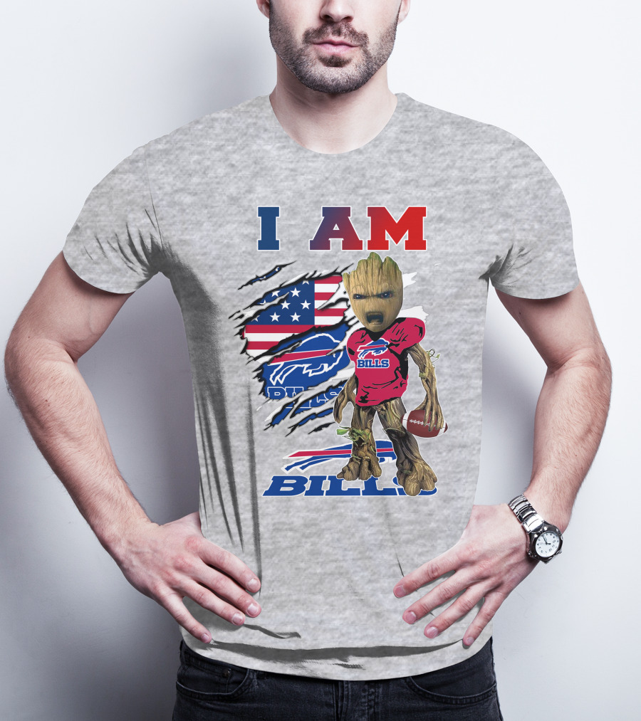 I Am Bills Buffalo Football Groot Usa Flag T-Shirt