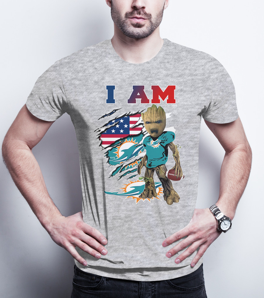 I Am Groot Miami Dolphins Nfl Football T-Shirt