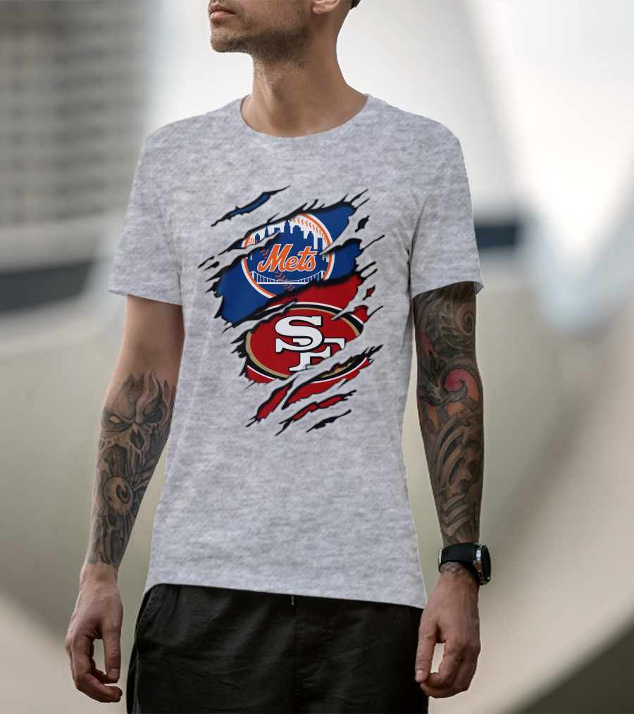 49ers Sf New York Mets Football Baseball Logos T-Shirt