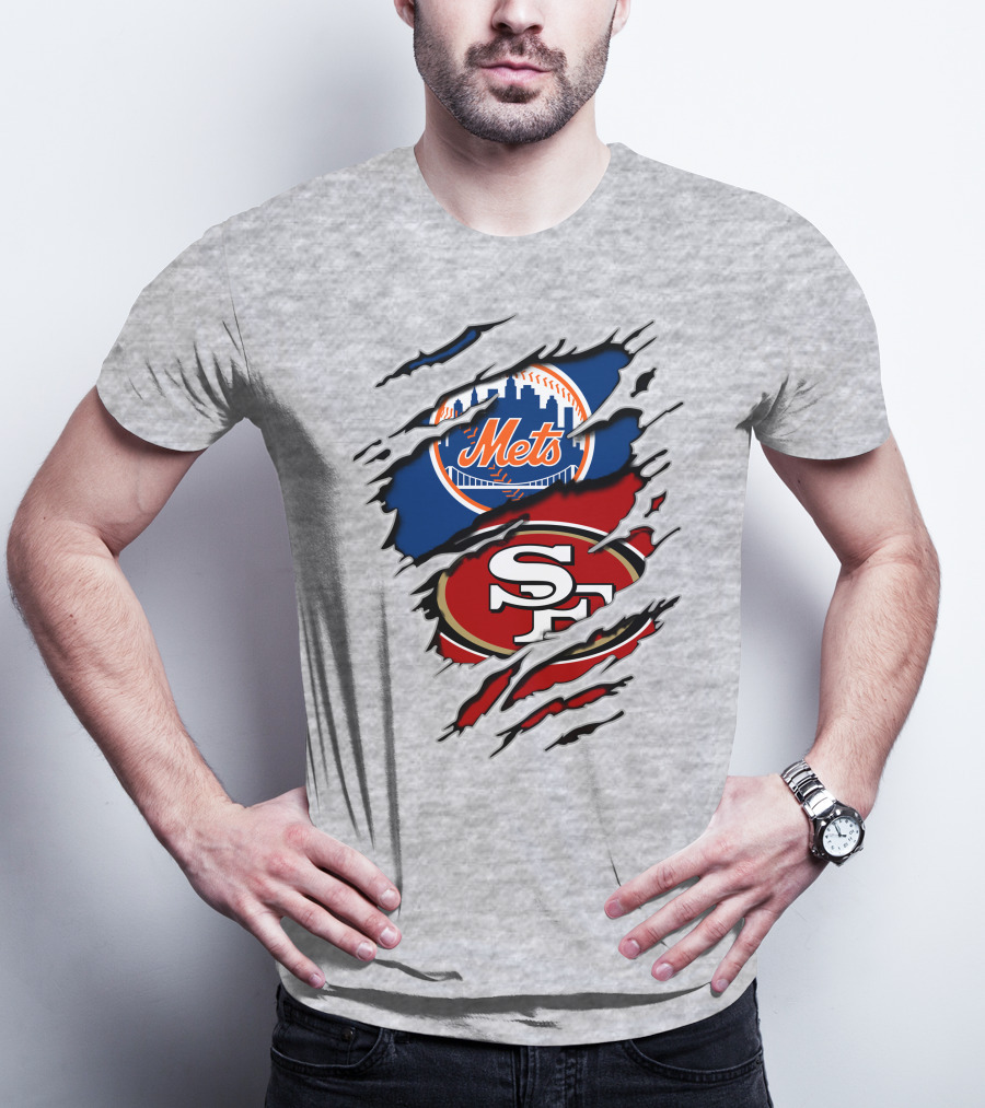 49ers Sf New York Mets Football Baseball Logos T-Shirt