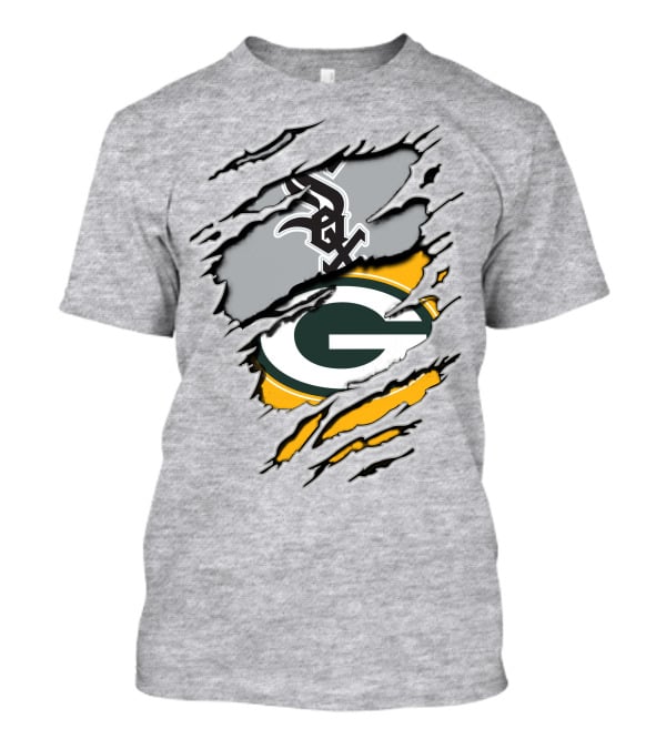 Packers White Sox Black And Green Rip Claw Marks T-Shirt