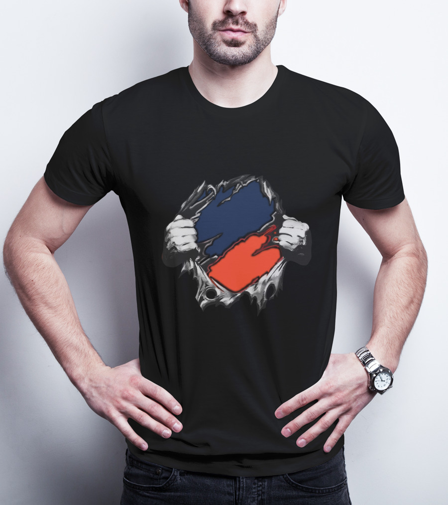 Bro Yan Blue Orange Ripped T-Shirt