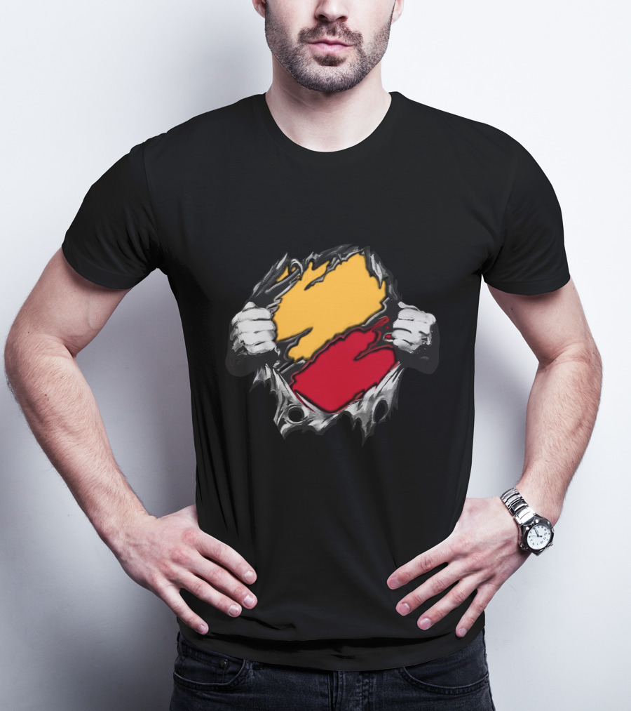 As Bold Tearaway Design In Red And Gold T-Shirt