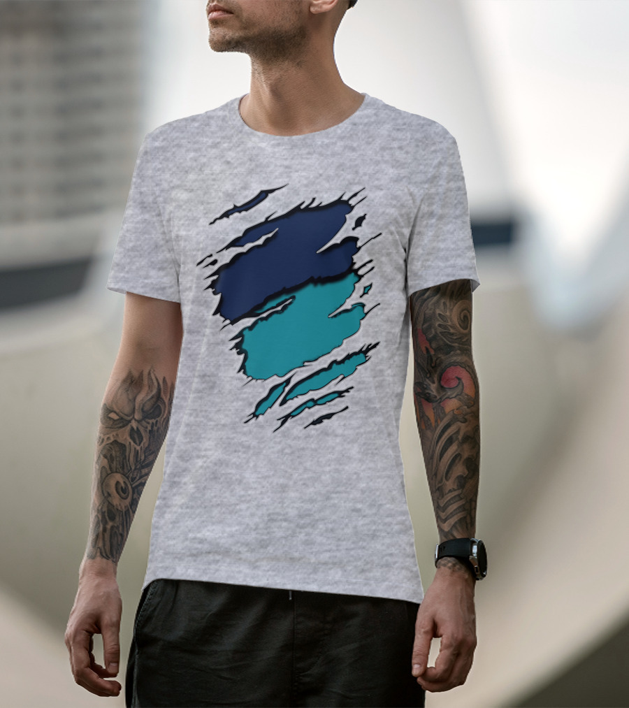 7Do Ya Ripped Claw Marks Midnight Teal T-Shirt
