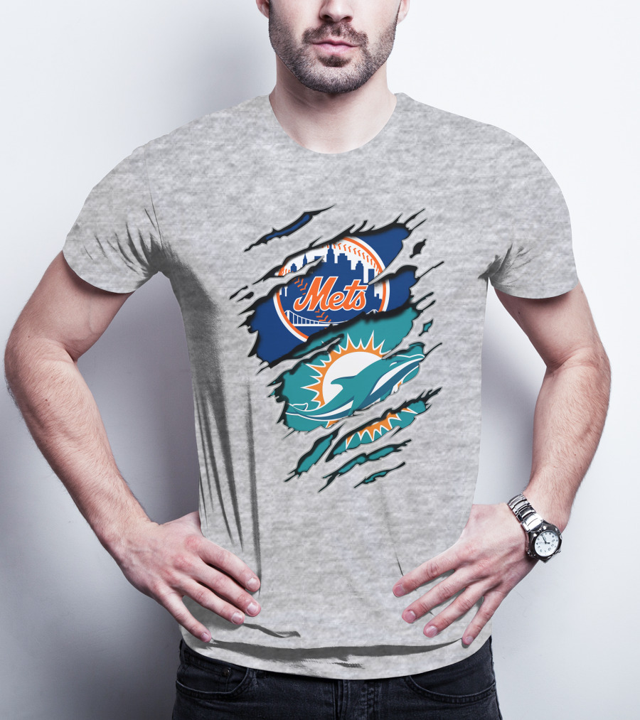 Mets Dolphins Crossover Sports Fan T-Shirt