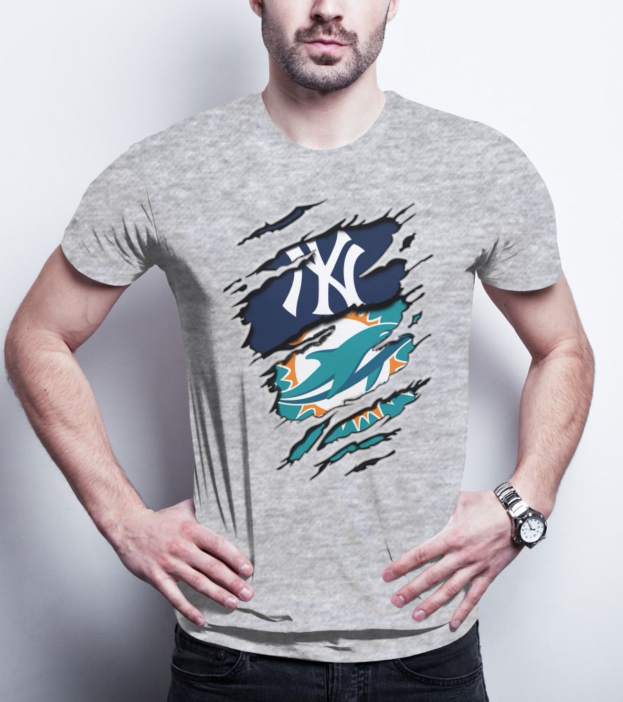 New York Yankees Miami Dolphins Torn Layered T-Shirt
