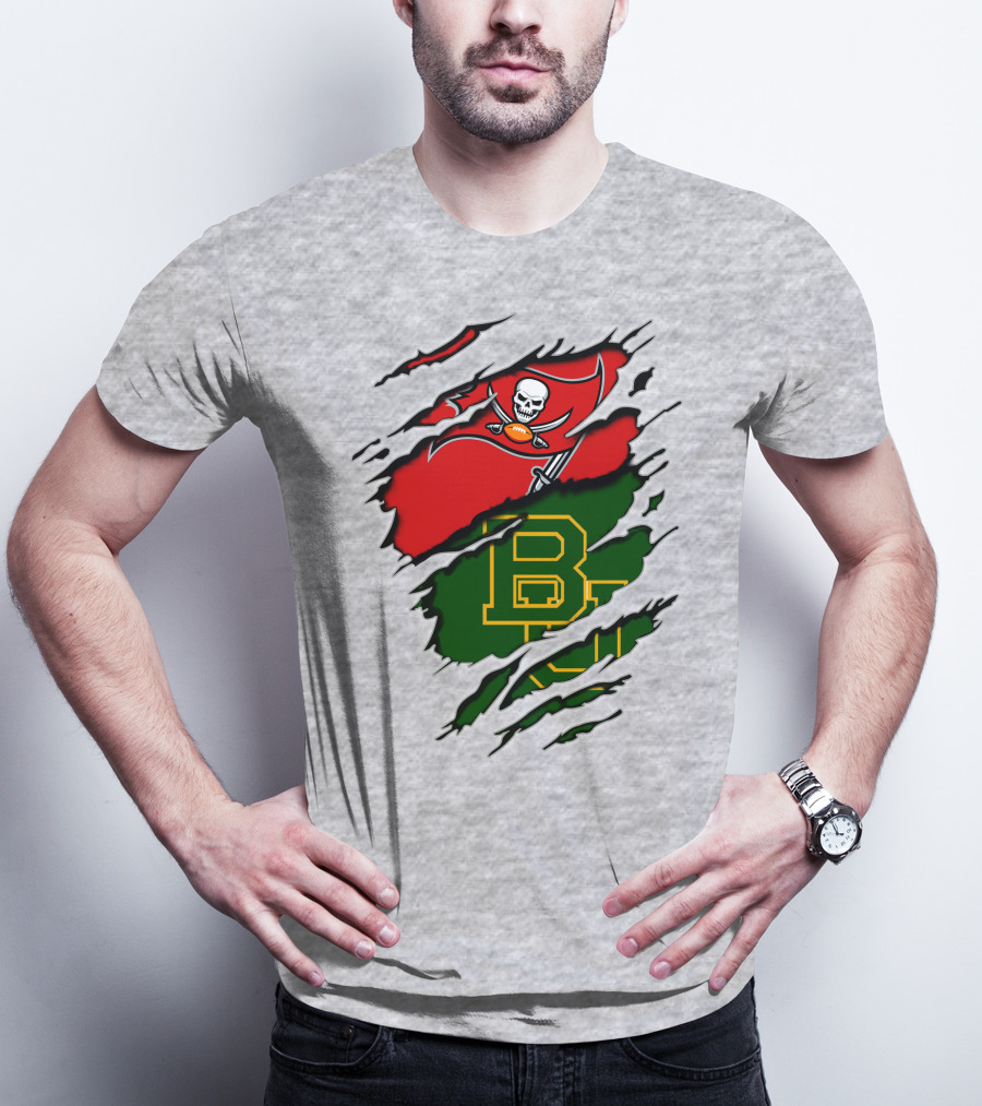 Buccaneers Baylors Skull Flag Ripped T-Shirt