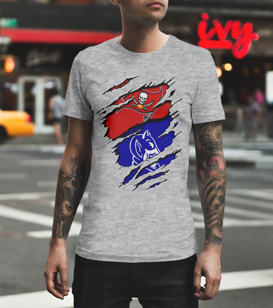 Buccaneers Duke Pirate Flag And Blue Devil Fusion T-Shirt