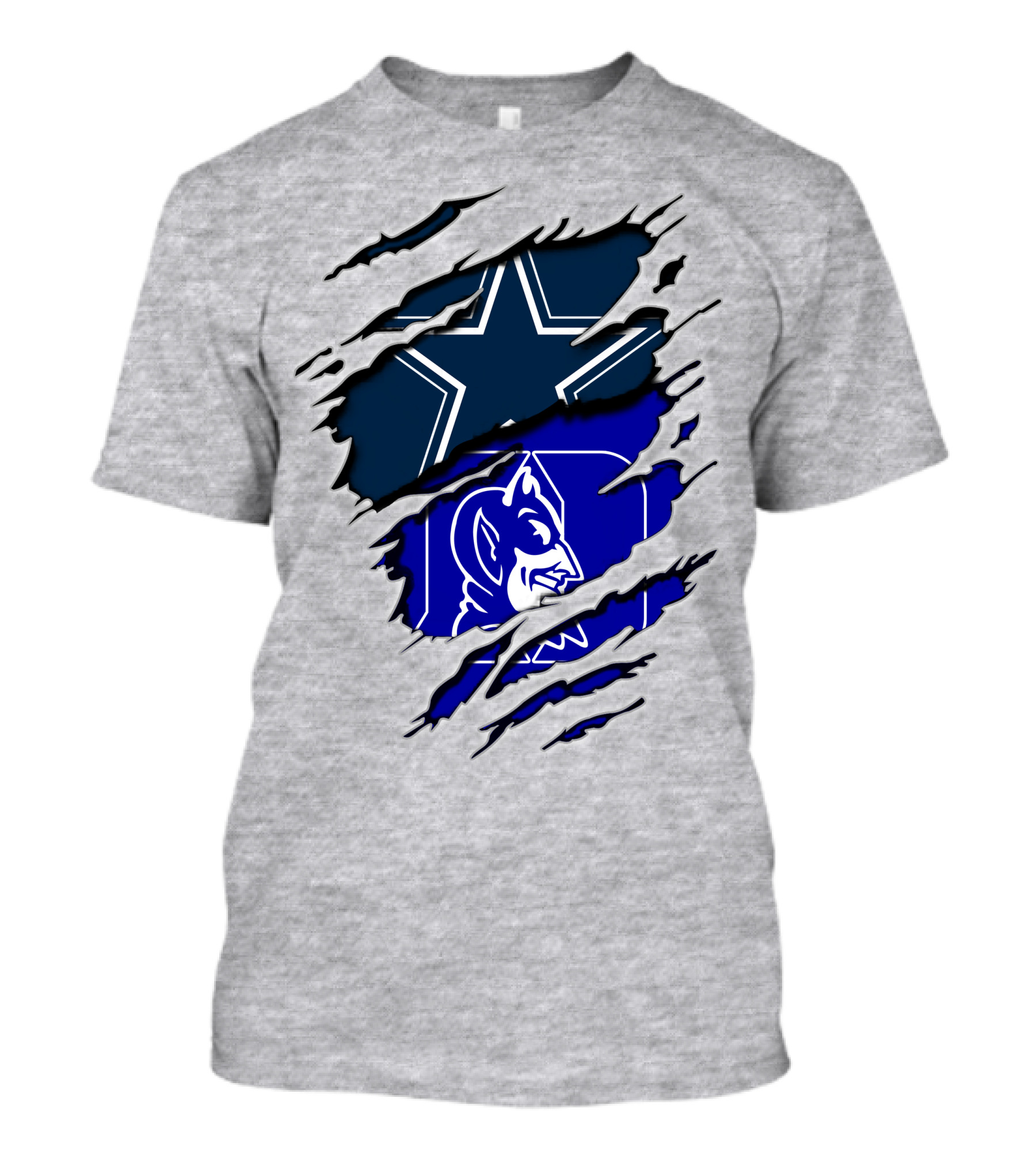 Dallas Cowboys Star And Duke Blue Devils Logo Fusion T-Shirt