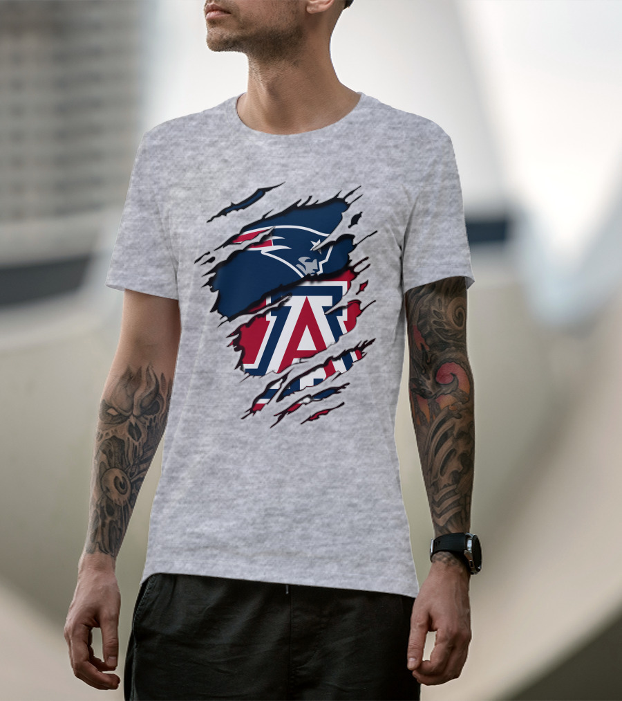 New England Patriots Arizona Wildcats Claw Rip T-Shirt