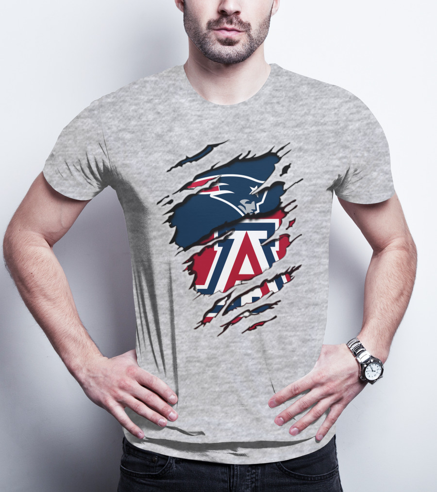 New England Patriots Arizona Wildcats Claw Rip T-Shirt
