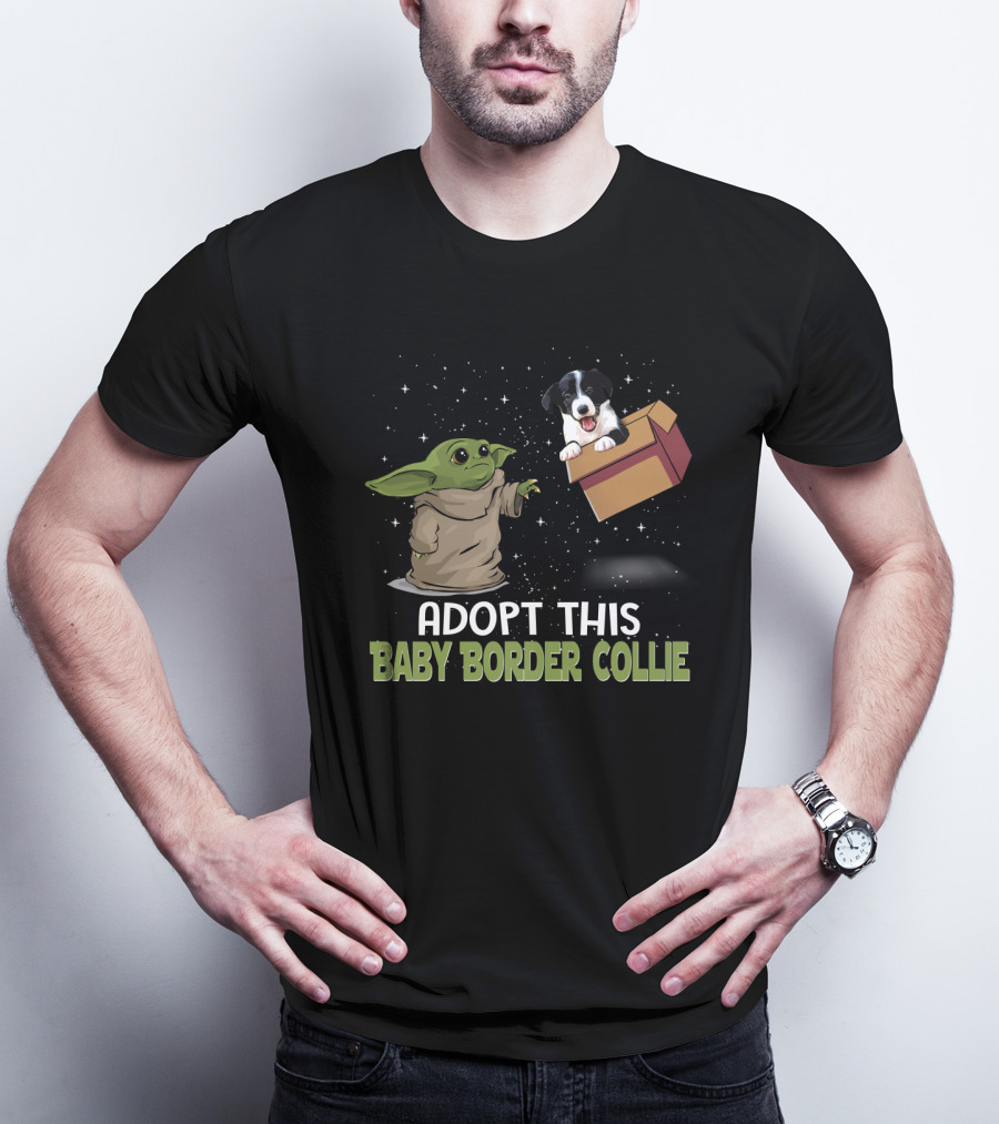 Adopt This Baby Yoda Border Collie T-Shirt