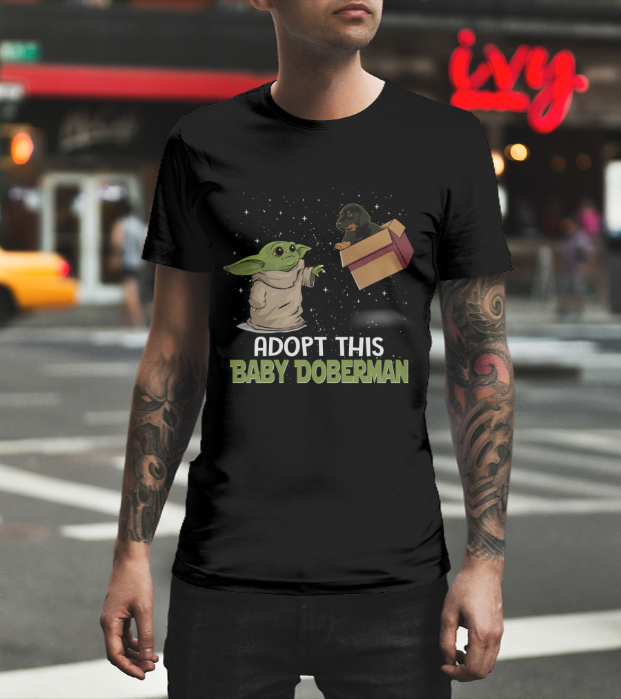 Adopt This Baby Doberman Baby Yoda Puppy Star Wars T-Shirt
