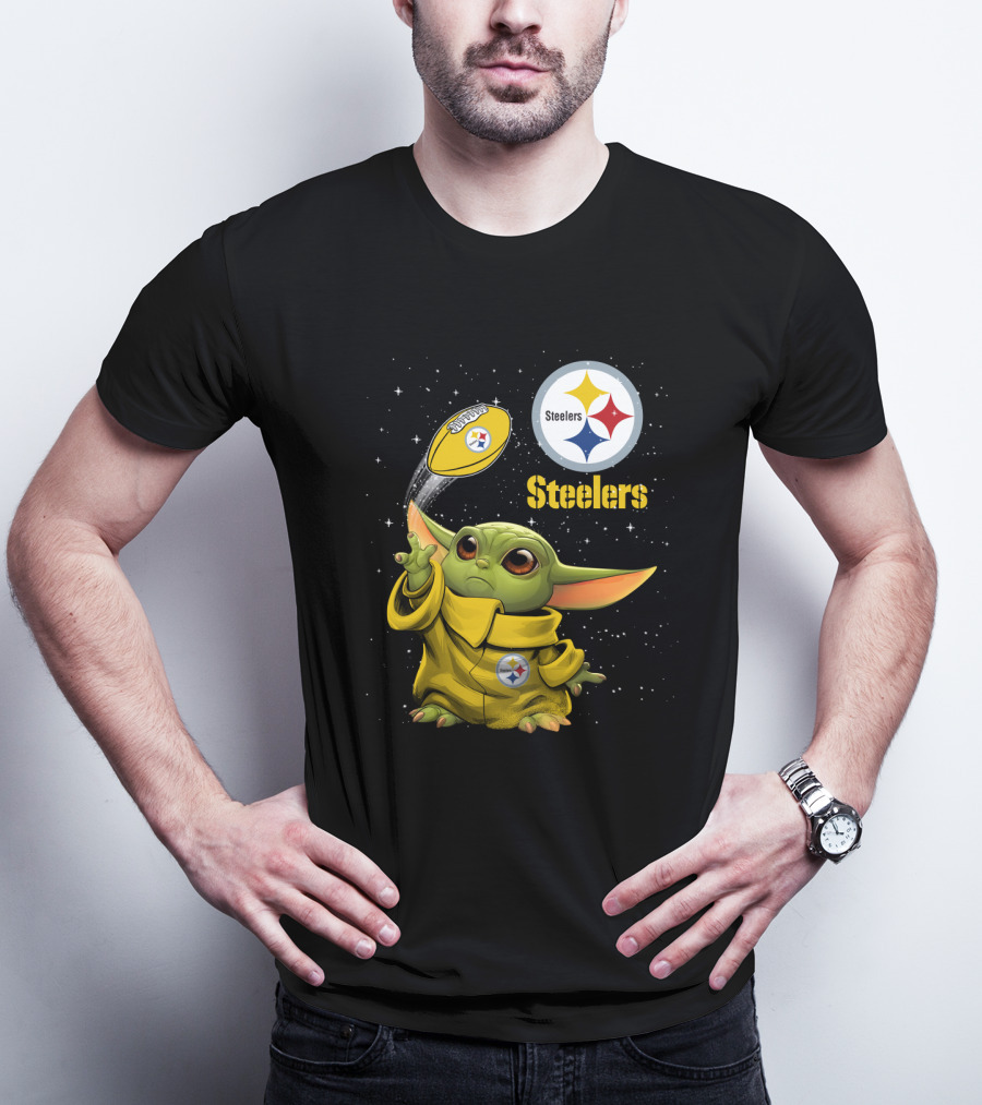 Baby Yoda Steelers Football Star Wars Grogu Pittsburgh NFL Fan Gear T-Shirt