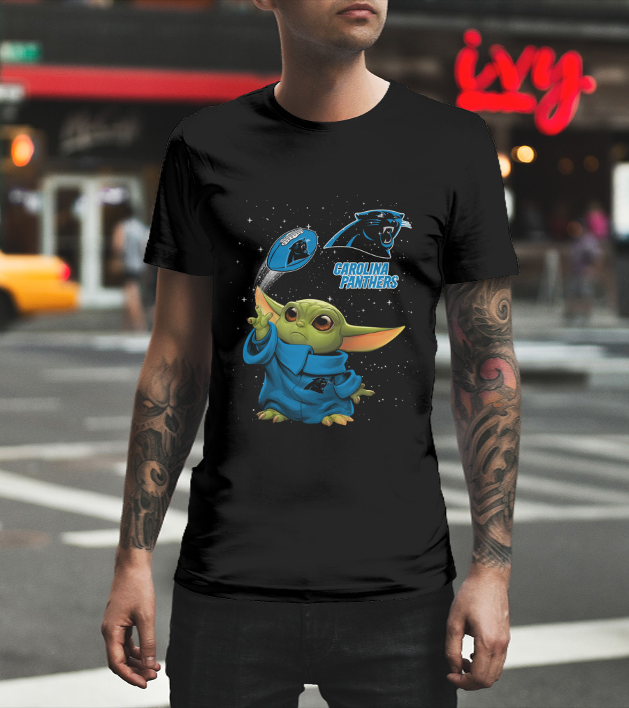 Baby Yoda Carolina Panthers Football Force Fan Gear T-Shirt