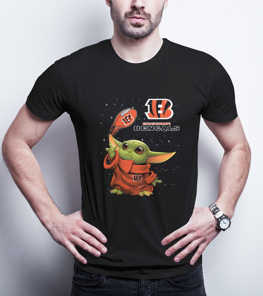 Cincinnati Bengals Baby Yoda Force Powers Football Team T-Shirt