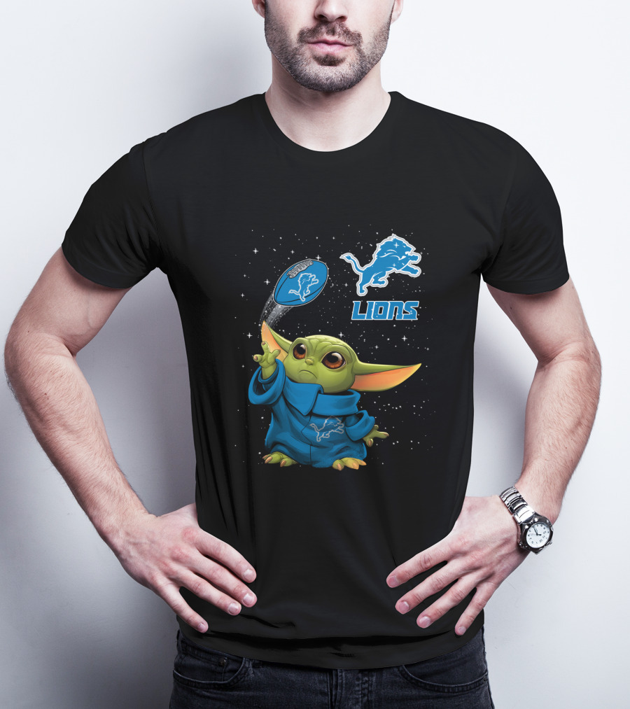 Baby Yoda Detroit Lions Football Force T-Shirt