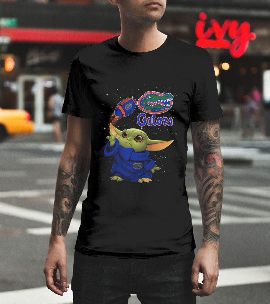Baby Yoda Florida Gators Logo Football T-Shirt