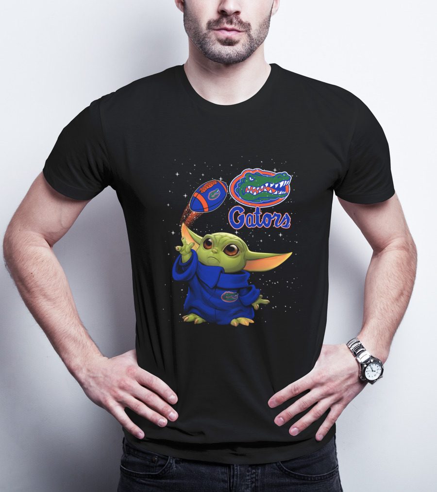 Baby Yoda Florida Gators Logo Football T-Shirt