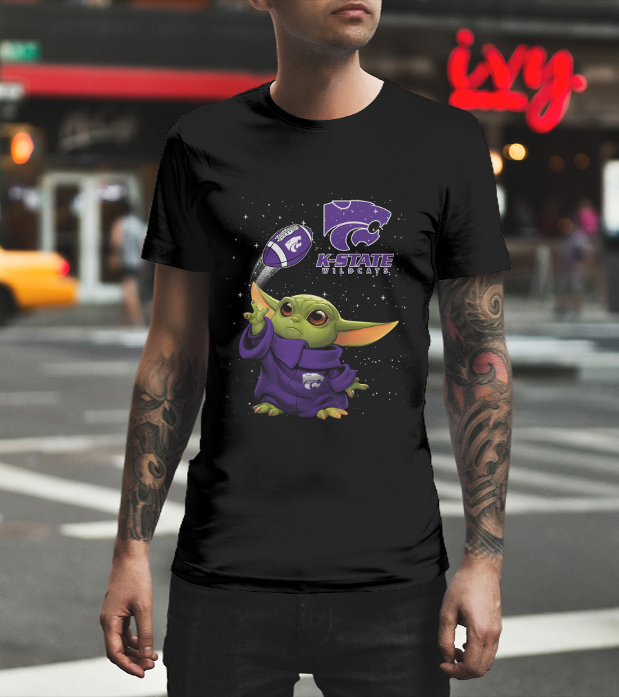 Kansas State Wildcats Baby Yoda Football Magic T-Shirt