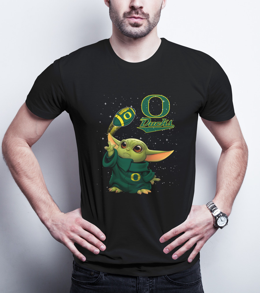 Baby Yoda Oregon Ducks Star Wars Football T-Shirt