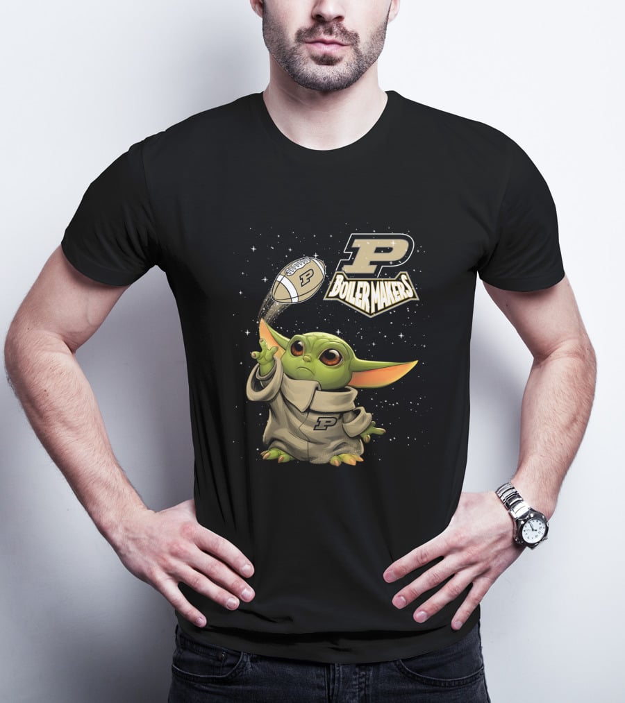 Baby Yoda Football Fantasy With Purdue Boilermakers T-Shirt