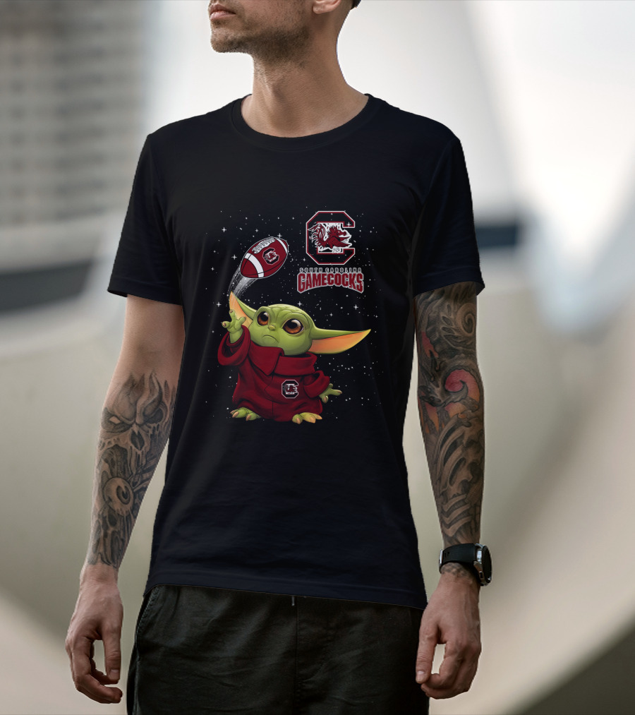 Baby Yoda South Carolina Gamecocks Football T-Shirt