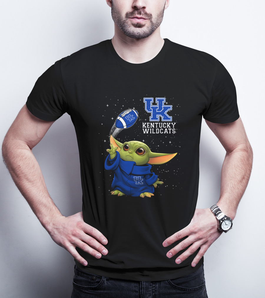 Kentucky Wildcats Baby Yoda Football Throwing Star Wars Crossover T-Shirt