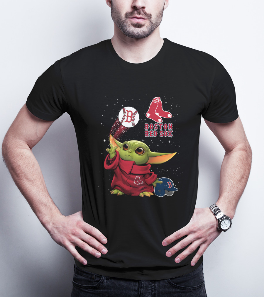 Boston Red Sox Baby Yoda Star Wars Baseball T-Shirt