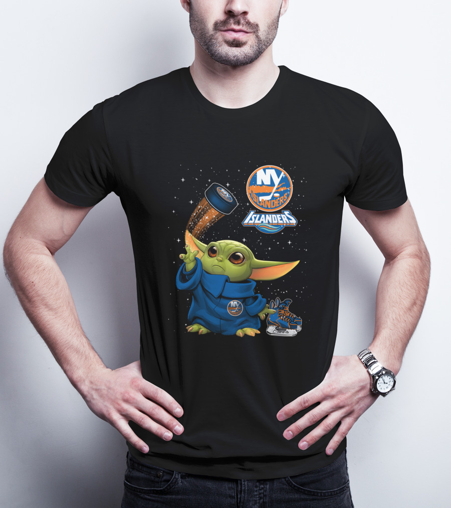 NY Islanders Baby Yoda Hockey Puck Magic T-Shirt