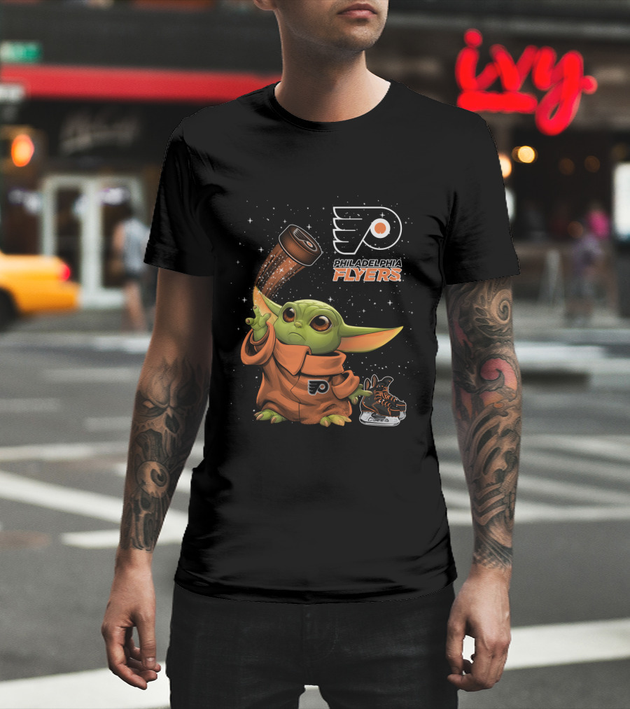 Philadelphia Flyers Baby Yoda Star Wars Hockey Fan T-Shirt