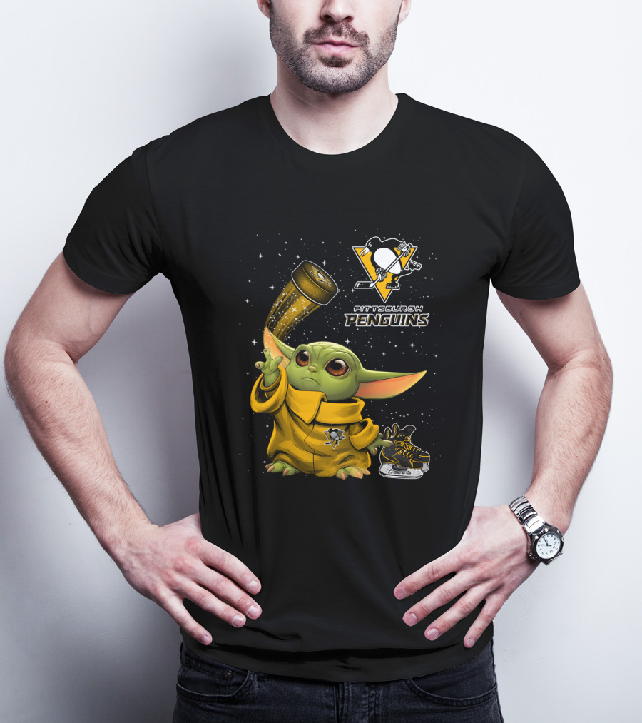 Pittsburgh Penguins Baby Yoda Hockey Star Wars Crossover T-Shirt