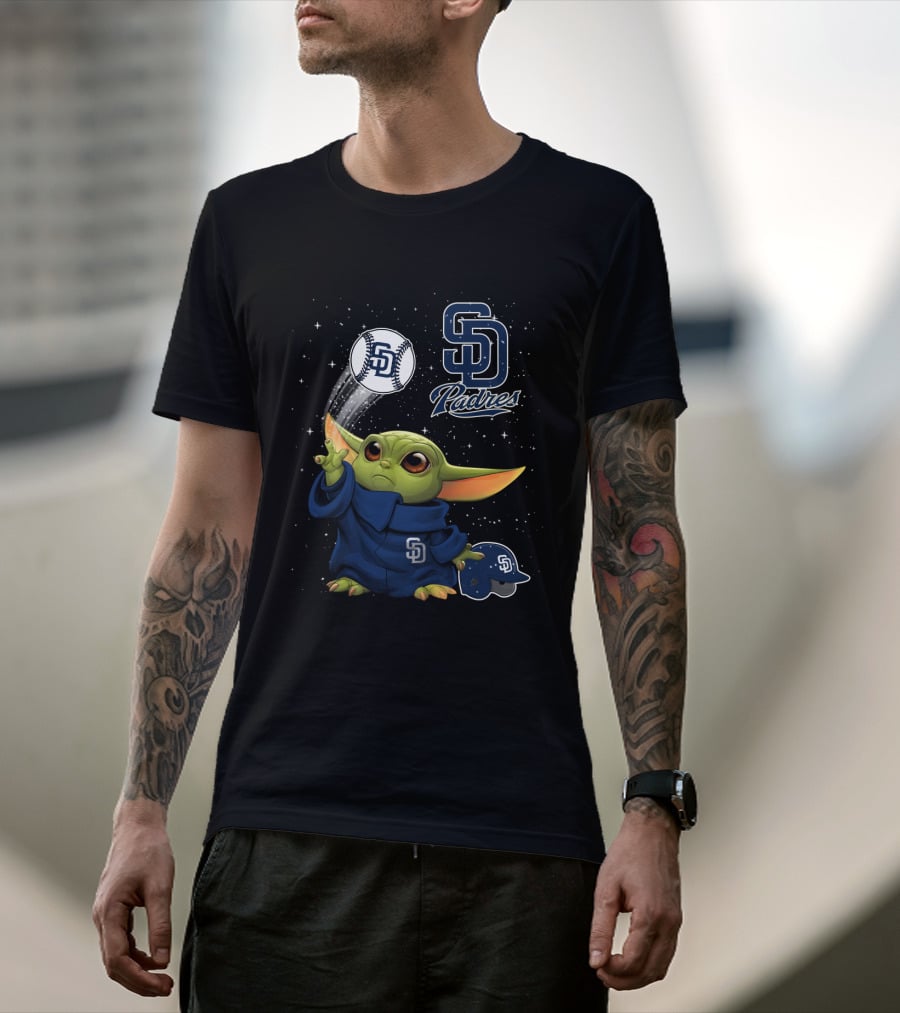 Sd Padres Star Pitch With Cute Green Baseball Figure T-Shirt